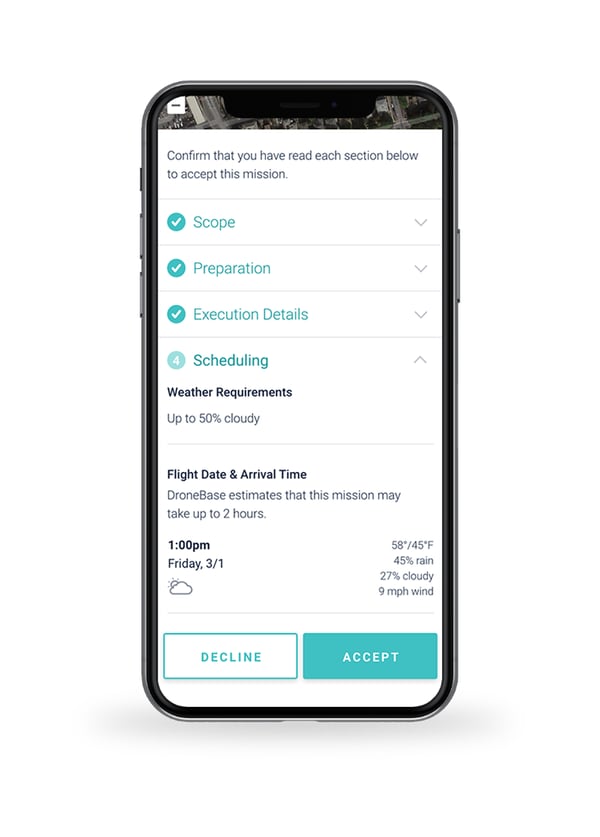 DroneBase Pilot App: New Mission Screens