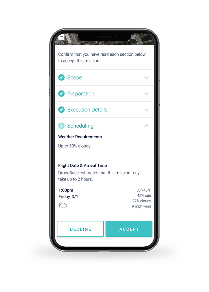 DroneBase Pilot App: New Mission Screens